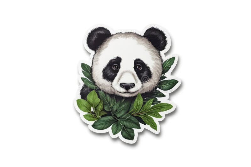 Panda Sticker on White Background. Generative AI Stock Illustration ...