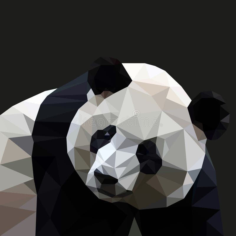 Panda in the Style of Low-poly on a Black Background. Vector ...