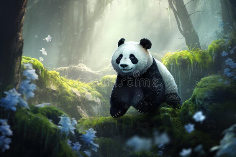 Panda Tree Giant Forest. Generate Ai Stock Image - Image of forest ...