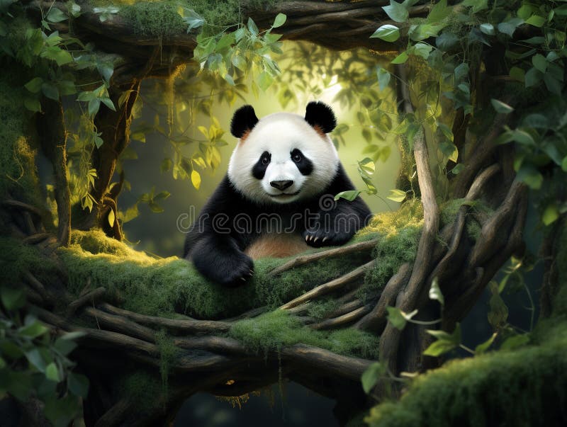 Panda on the tree stock illustration. Illustration of imagine - 293709211
