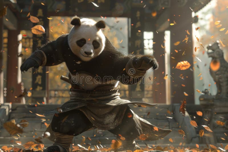 Panda kung fu master. stock illustration. Illustration of chinese ...