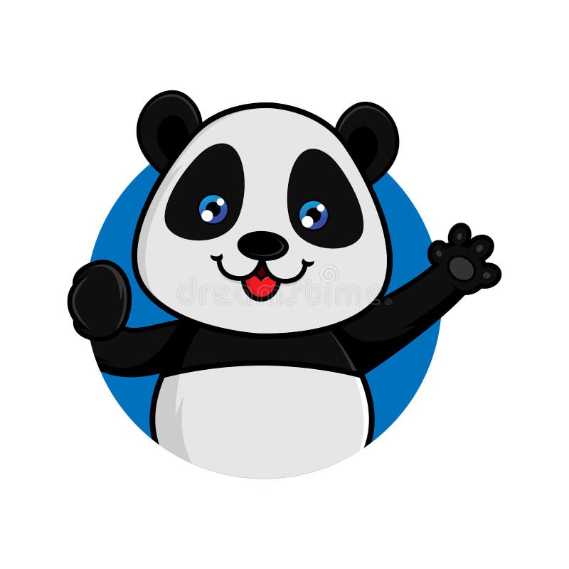 Funny panda waving hand stock vector. Illustration of black - 25097970