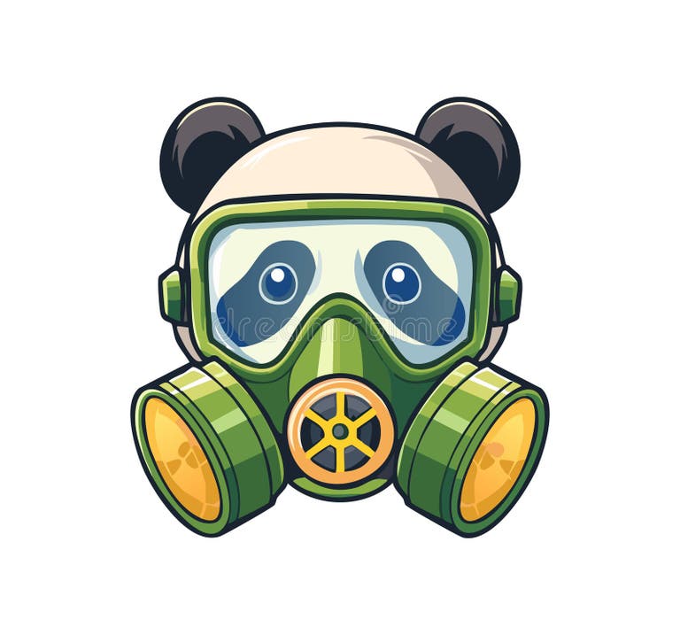 Panda wearing a gas mask stock vector. Illustration of icon - 346417211