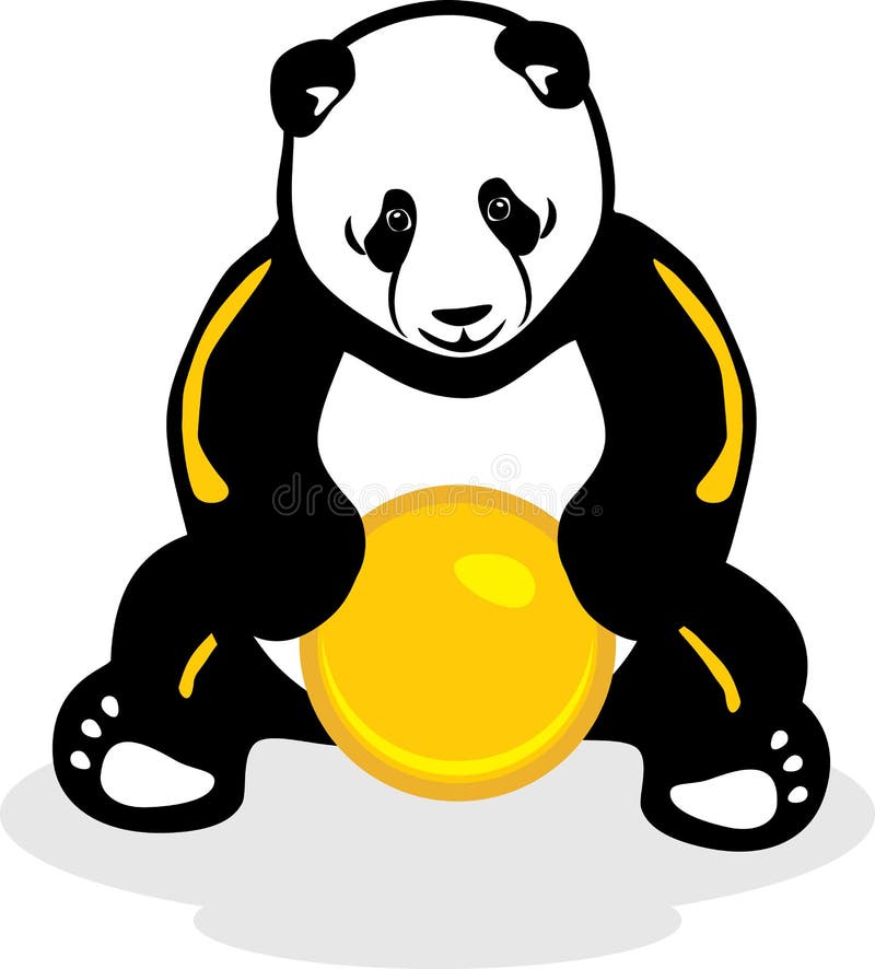 Panda with a yellow ball stock vector. Illustration of objects - 79809076