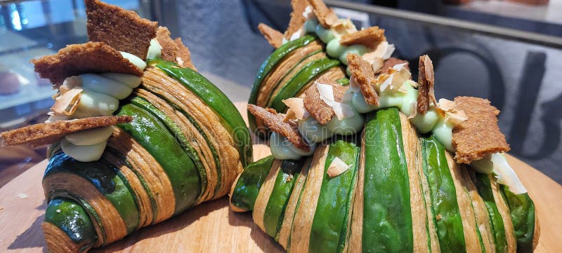Pandan Croissant with Special Filling Stock Image - Image of leaf ...