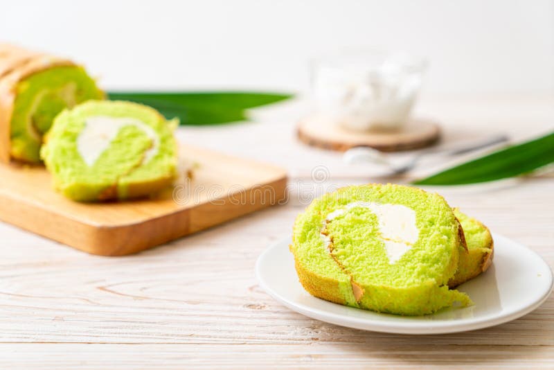 Pandan roll cake stock photo. Image of cream, asia, dessert - 160517224