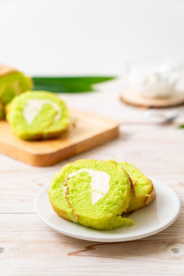 Pandan roll cake stock photo. Image of cooking, cream - 160084428
