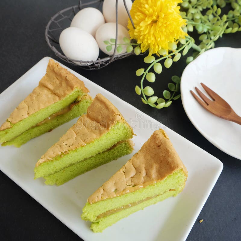 Pandan Sponge Cake is a Sponge Cake Stock Image - Image of malay, land ...
