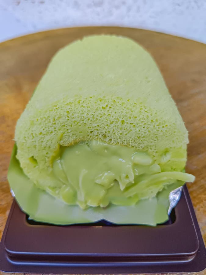 Pandan and Young Coconut Chiffon Cake, Thai Style Stock Image - Image ...