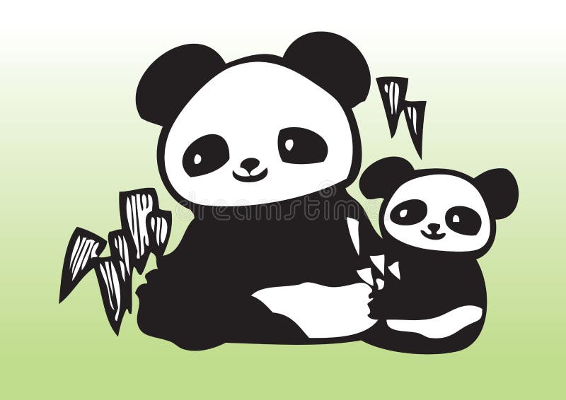 Pandas Bonitos Da Tração Da Mão Ilustração do Vetor - Ilustração de ...
