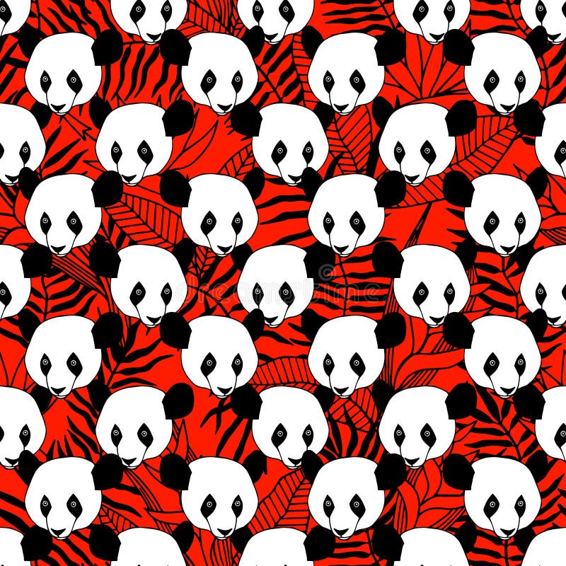 Pandas Heads Seamless Pattern. Eps10 Vector Stock Illustration Stock Vector - Illustration of ...