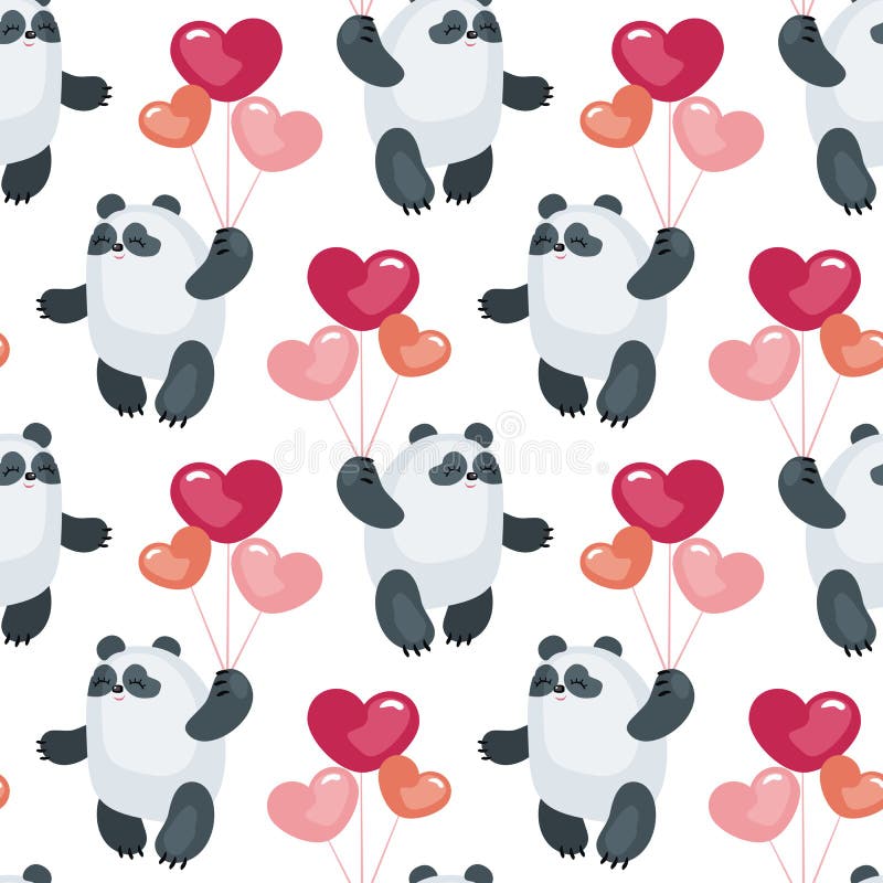 Pandas Lindas Con El Modelo De Los Globos Ilustración del Vector ... Pandas Lindas Con El Modelo De Los Globos Ilustración del Vector ...