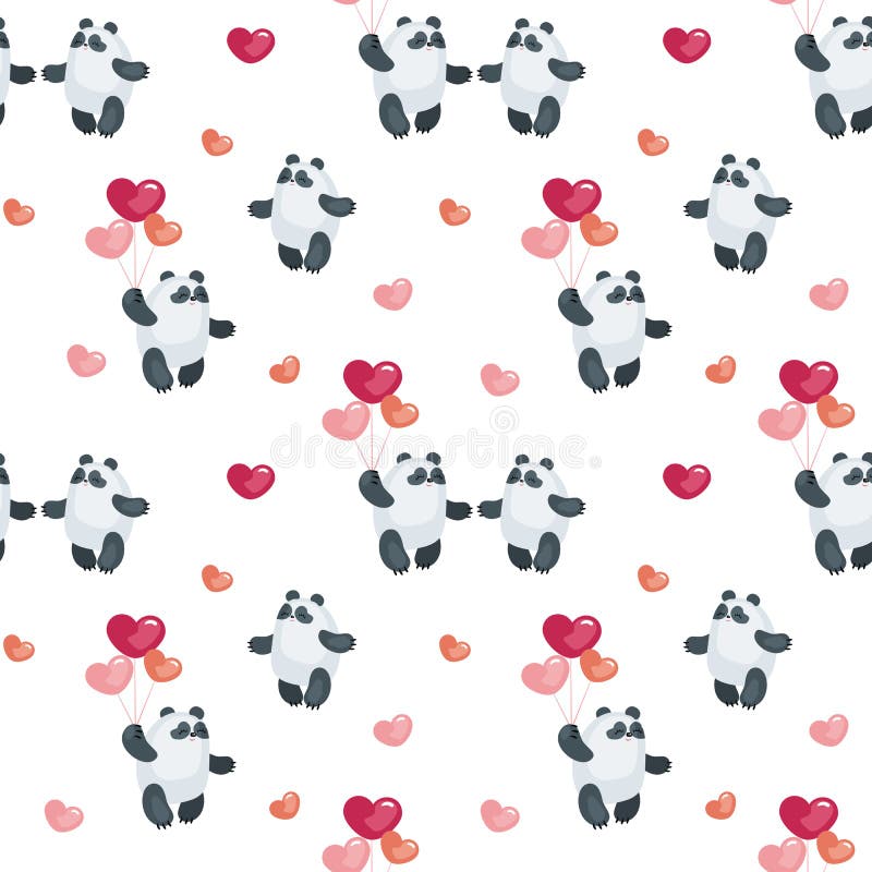 Pandas Lindas Con El Modelo De Los Globos Ilustración del Vector ... Pandas Lindas Con El Modelo De Los Globos Ilustración del Vector ...