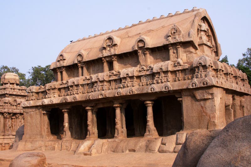 Pandava rathas,India stock image. Image of temple, tamil - 7520567