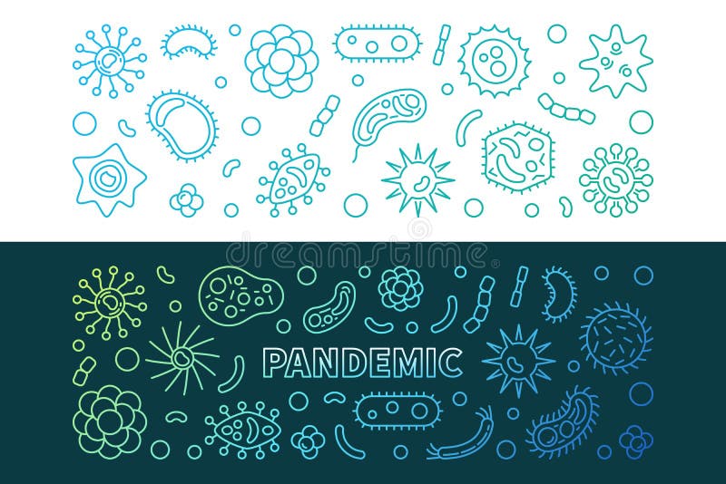 Pandemic Vector Concept Colorful Outline Banners Set Stock Vector ...