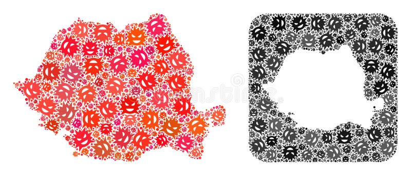 Map of Romania - Pandemic Virus Collage with Hole Stock Vector ...