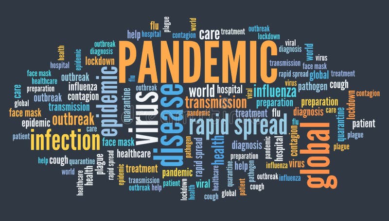 Pandemic word cloud stock illustration. Illustration of covid - 179886618