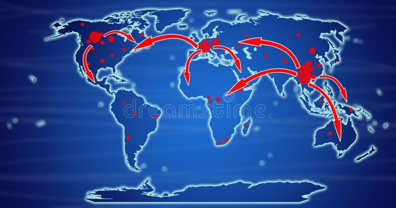Pandemic World Map. Coronavirus, Sars, Wuhan Stock Illustration ...