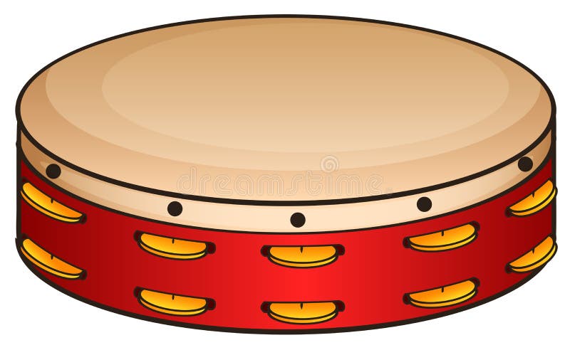 Pandereta roja en blanco ilustración del vector. Ilustración de cuadro ...