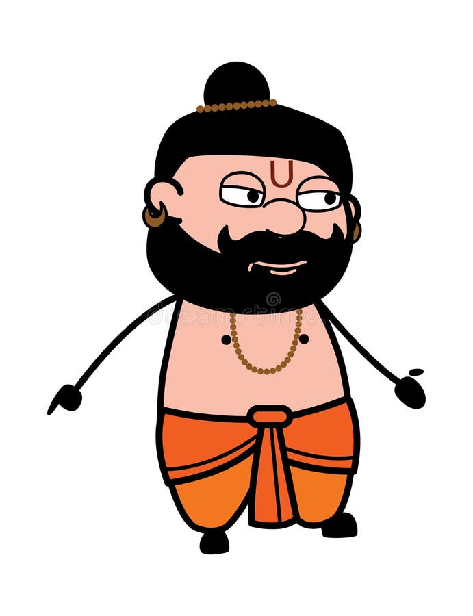 Pandit Expressionless Face Cartoon Stock Illustration - Illustration of ...
