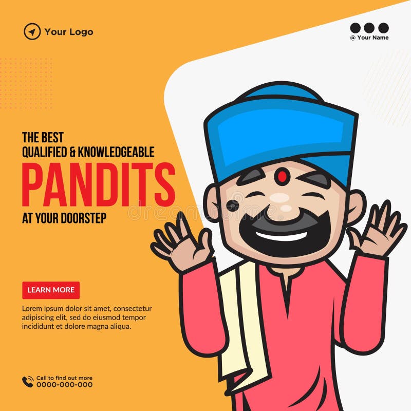 Banner Design of Pandit at Your Doorstep Stock Vector - Illustration of ...