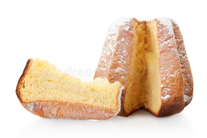 Pandoro, Christmas Cake and Slice with Icing Sugar Stock Image - Image ...