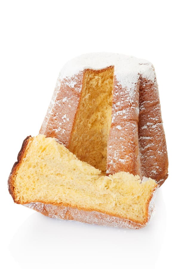 Pandoro, Christmas Cake and Slice with Icing Sugar Stock Image - Image ...