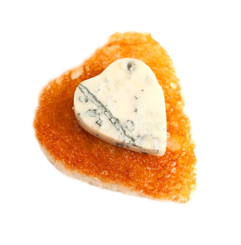 Pane in Una Forma Del Cuore Con Formaggio Blu Fotografia Stock ...