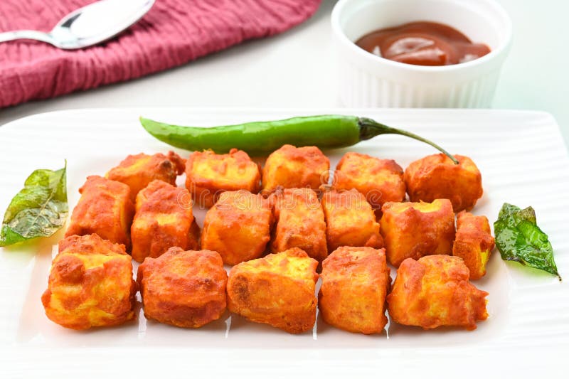 Paneer 65 Fried Dish Served in a Plate Stock Image - Image of cheese ...