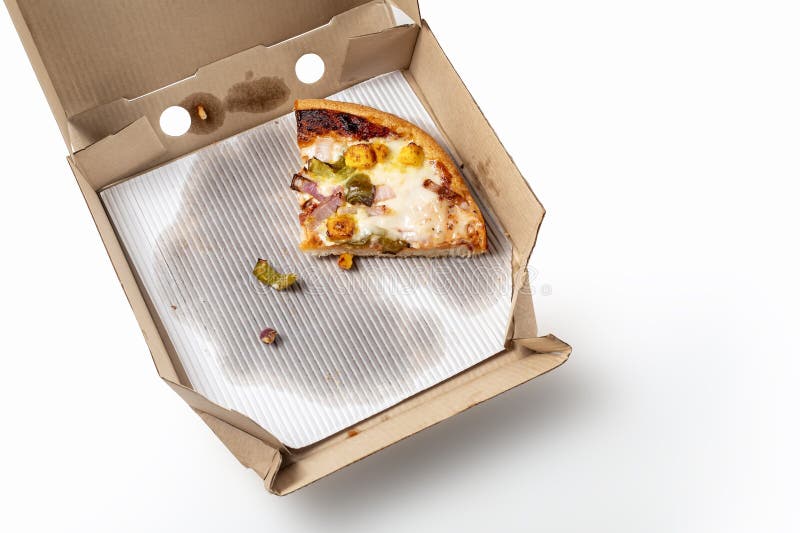 Paneer Pizza Slice Last One Left in the Pizza Box. Top View Stock Photo ...