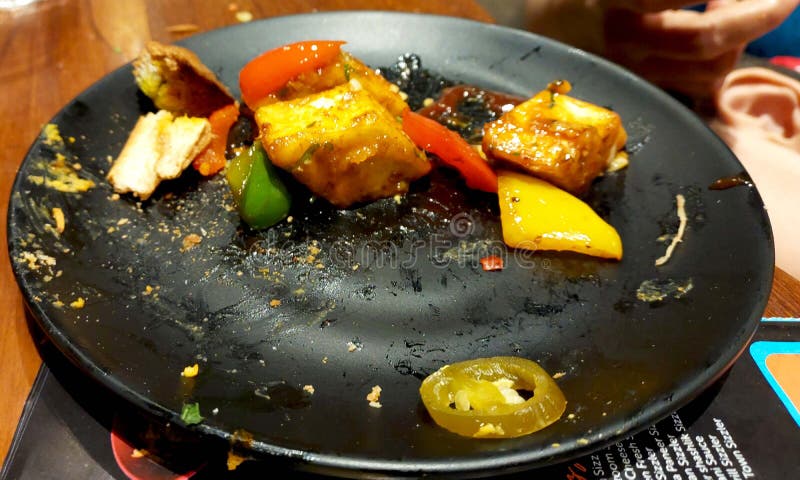 Paneer 65 Served in Black Plate on Wooden Table Stock Photo - Image of ...