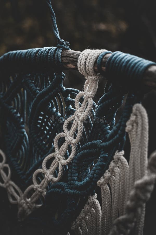 Panel of Blue and White Macrame on a Decorative Branch Stock Image ...