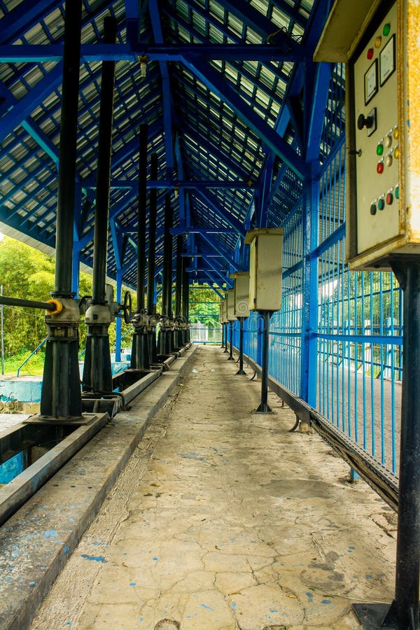 Panel Boxes and Mechanical Parts of an Automatic Dam Stock Image ...