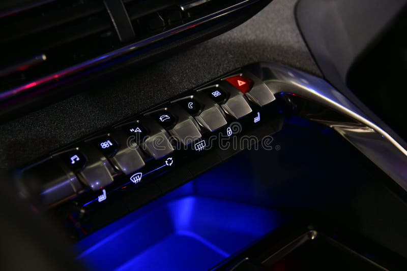 Close-up of the Various Function Switches on the Car Dashboard Stock ...