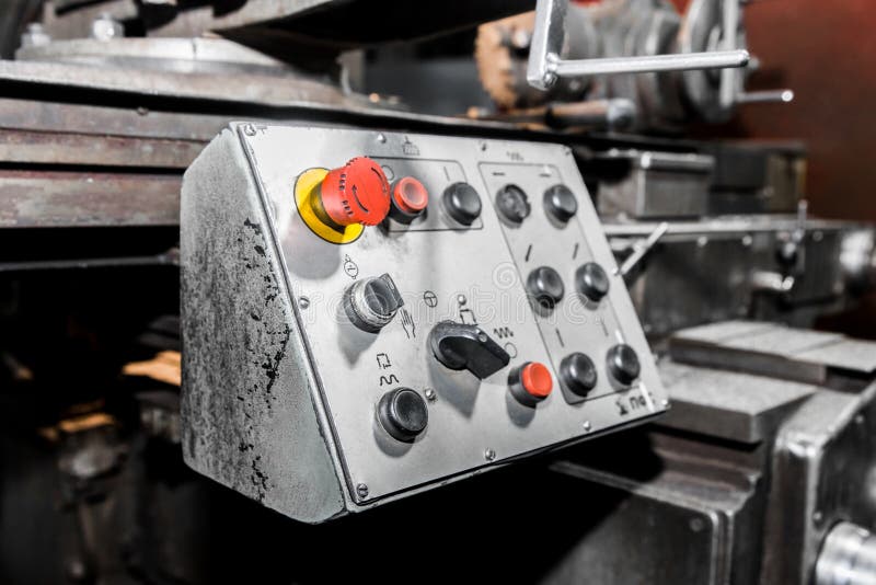 Panel with Buttons Control System of Old Industrial Equipment Stock ...