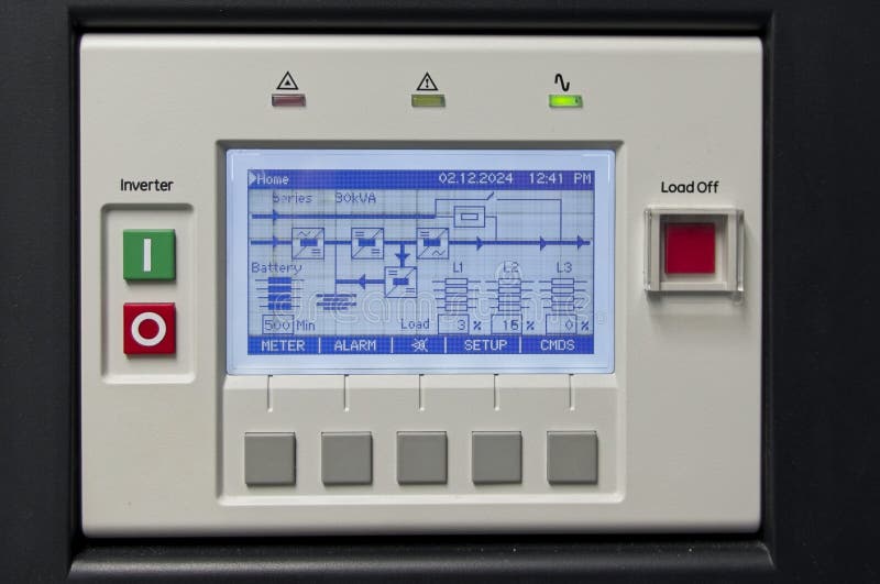 Panel with Buttons and Schematics for a UPS Stock Image - Image of load ...