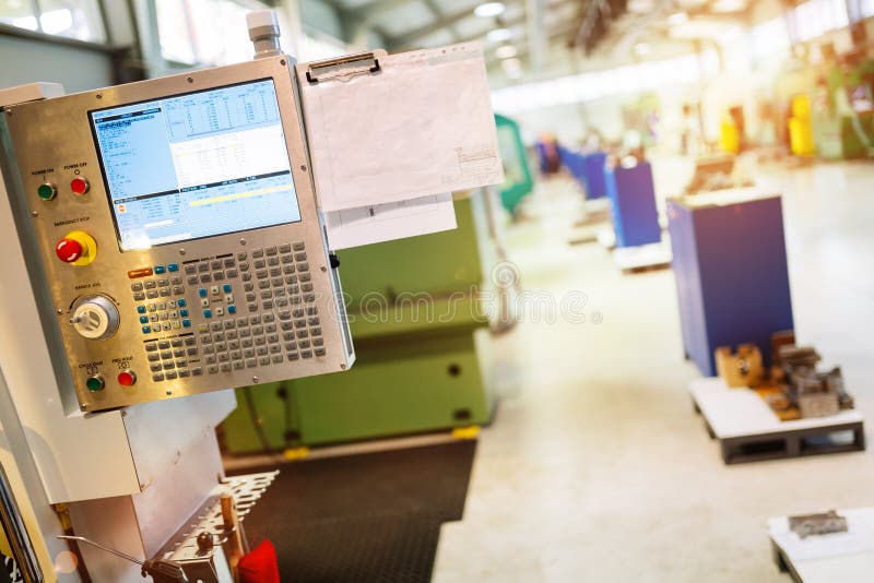 Panel of a cnc machine stock photo. Image of factory - 112741492