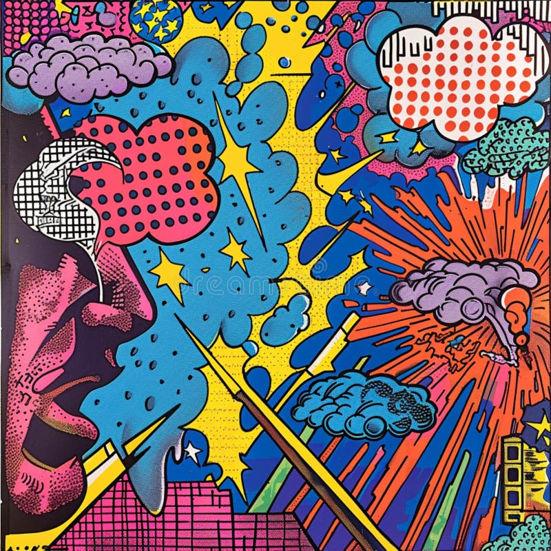 Panel Collage Featuring Vibrant Comic-style Illustrations of Sunbursts ...