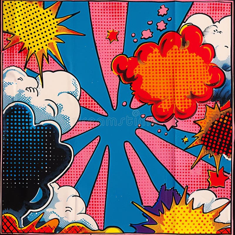 Panel Collage Featuring Vibrant Comic-style Illustrations of Sunbursts ...