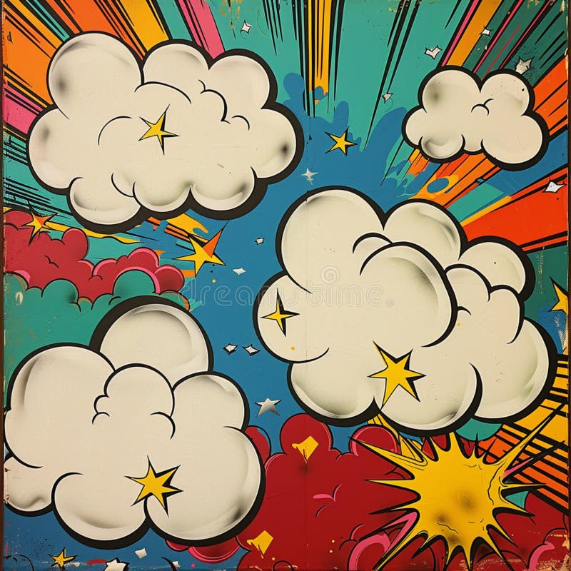 Panel Collage Featuring Vibrant Comic-style Illustrations of Sunbursts ...