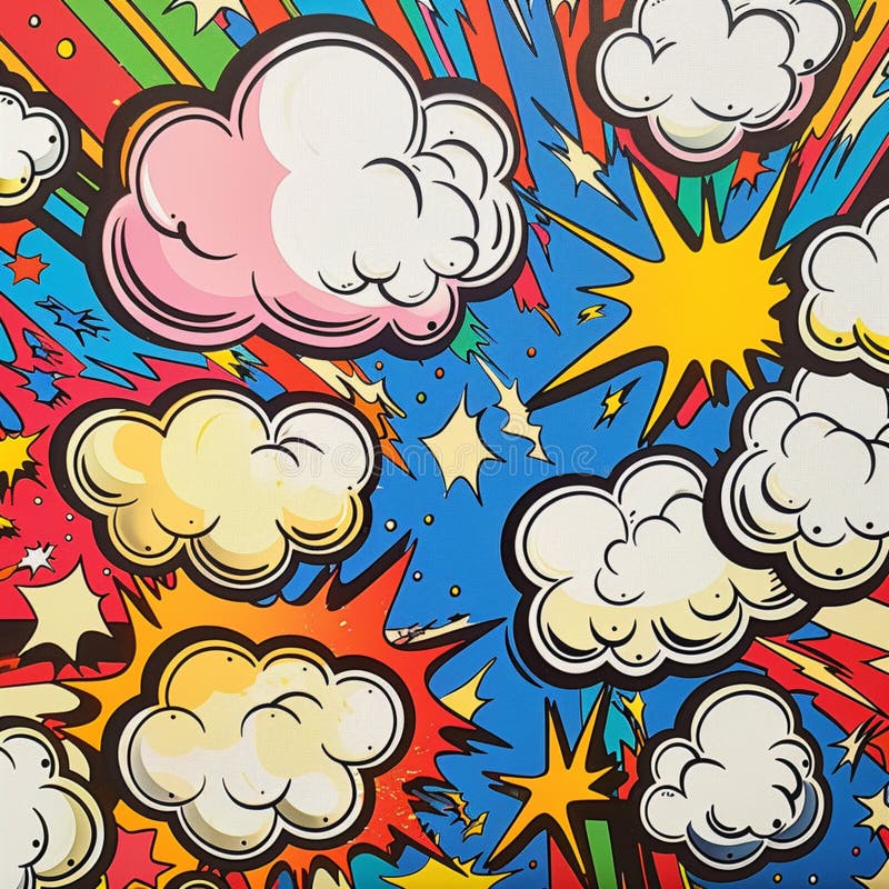 Panel Collage Featuring Vibrant Comic-style Illustrations of Sunbursts ...