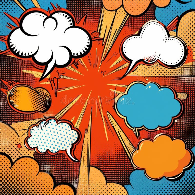 Panel Collage Featuring Vibrant Comic-style Illustrations of Sunbursts ...