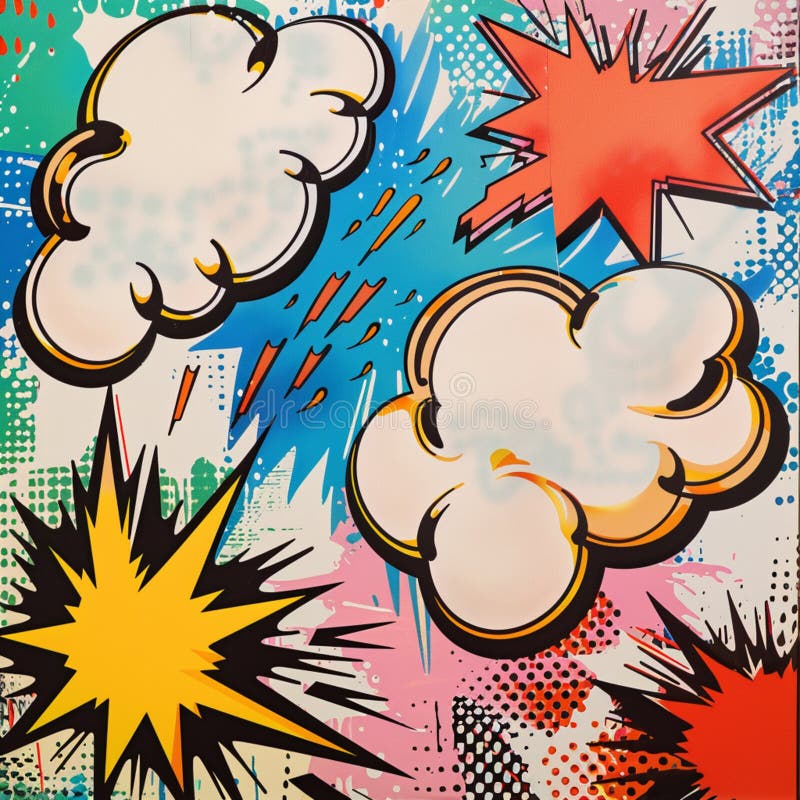 Panel Collage Featuring Vibrant Comic-style Illustrations of Sunbursts ...