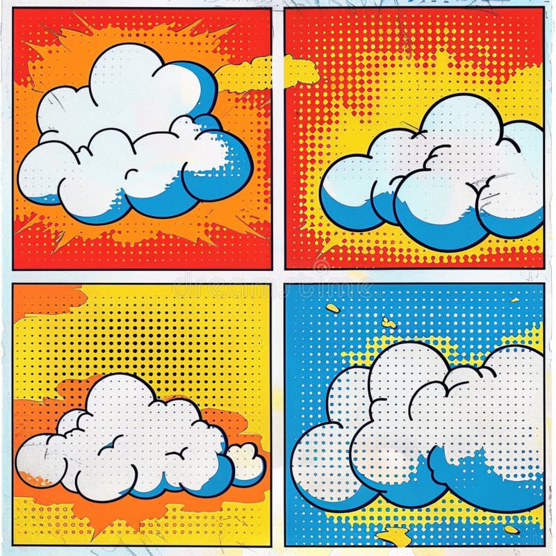 Panel Collage Featuring Vibrant Comic-style Illustrations of Sunbursts ...