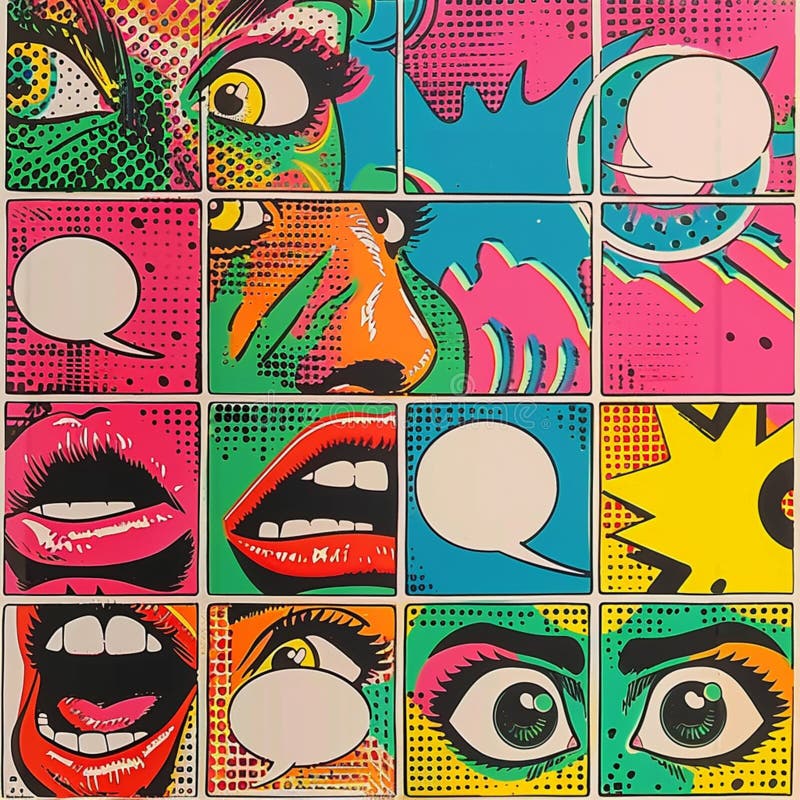 Panel Collage Featuring Vibrant Comic-style Illustrations of Sunbursts ...