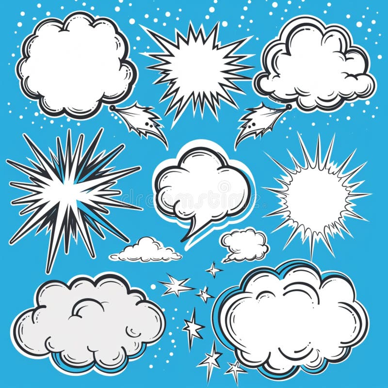 Panel Collage Featuring Vibrant Comic-style Illustrations of Sunbursts ...