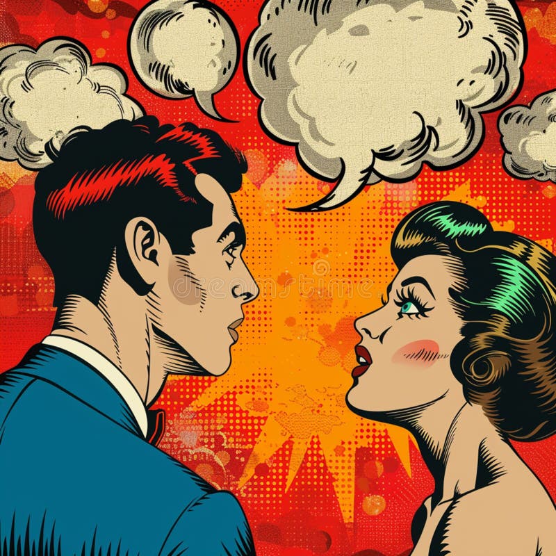 Comic Strip Style Artwork Showing Close-ups of a People S Shocked ...