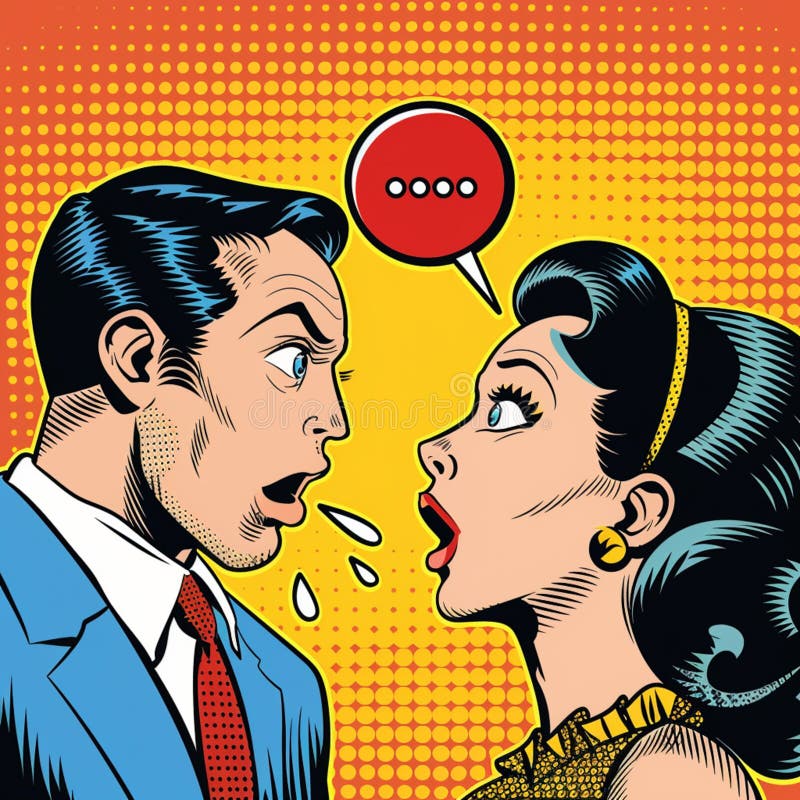 Comic Strip Style Artwork Showing Close-ups of a People S Shocked ...