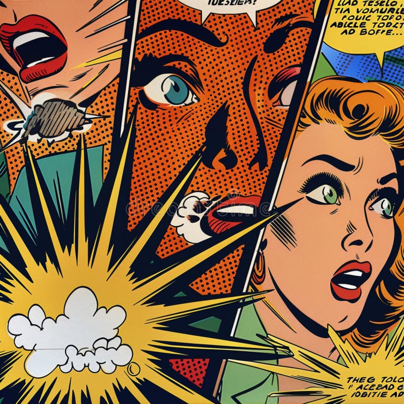 Comic Strip Style Artwork Showing Close-ups of a People S Shocked ...
