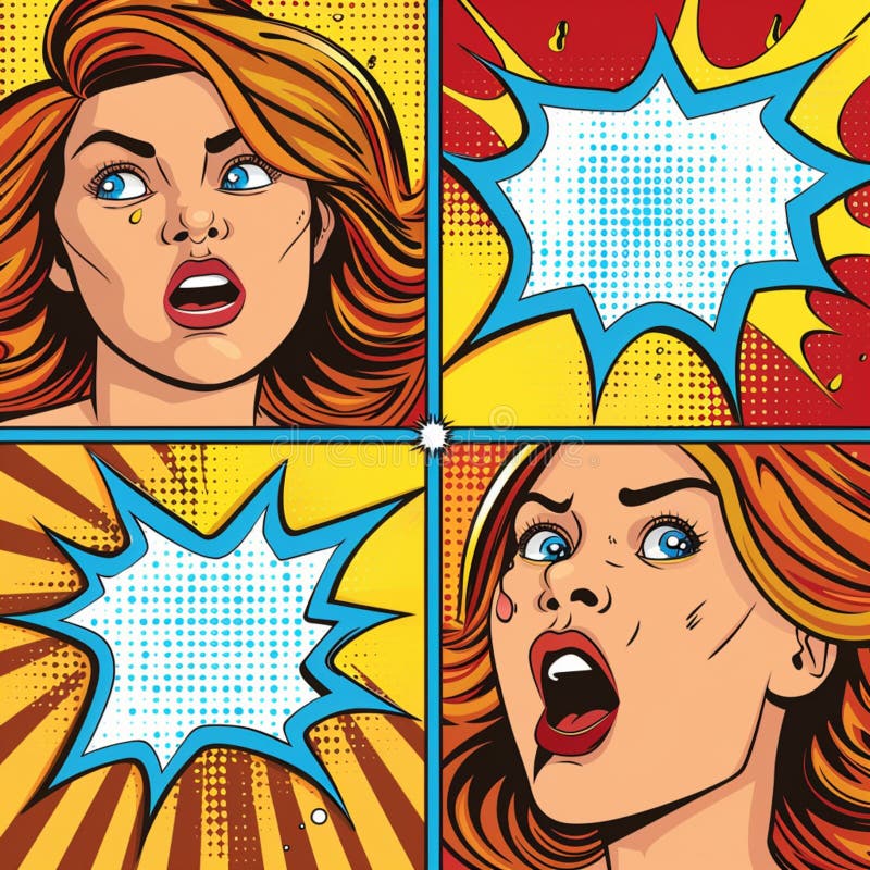 Comic Strip Style Artwork Showing Close-ups of a People S Shocked ...
